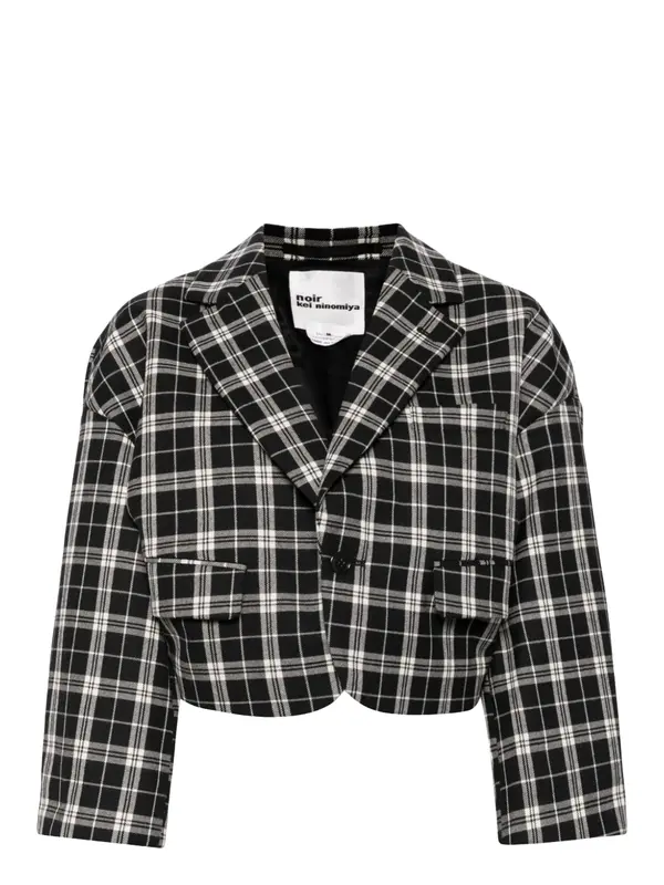 Noir Kei Ninomiya Checked Cropped Blazer - Black
