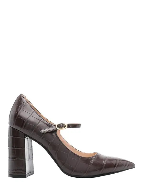 TWINSET 100mm Embossed Crocodile Effect Pumps - Brown
