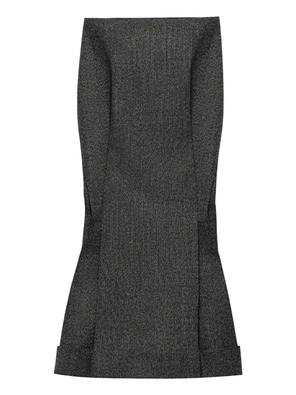 Prada Mouliné-wool Midi Skirt - Black