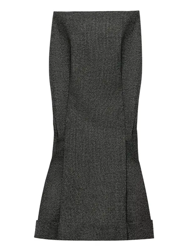 Prada Mouliné-wool Midi Skirt - Grey