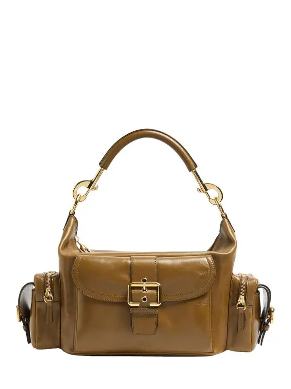 Chloé Large Glossed Leather Camera Bag - Khaki