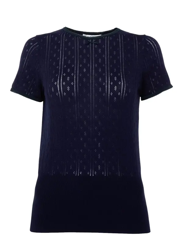 JW Anderson Logo-embroidered Pointelle Top - Blue