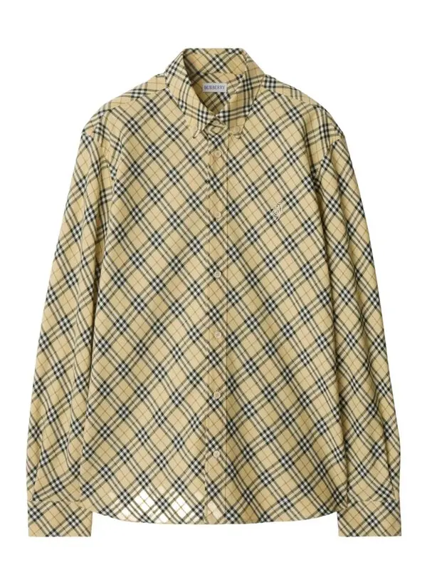 Burberry Checked Cotton Shirt - Neutrals