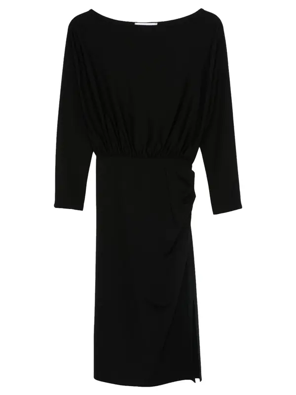 KAOS Ruched Midi Dress - Black