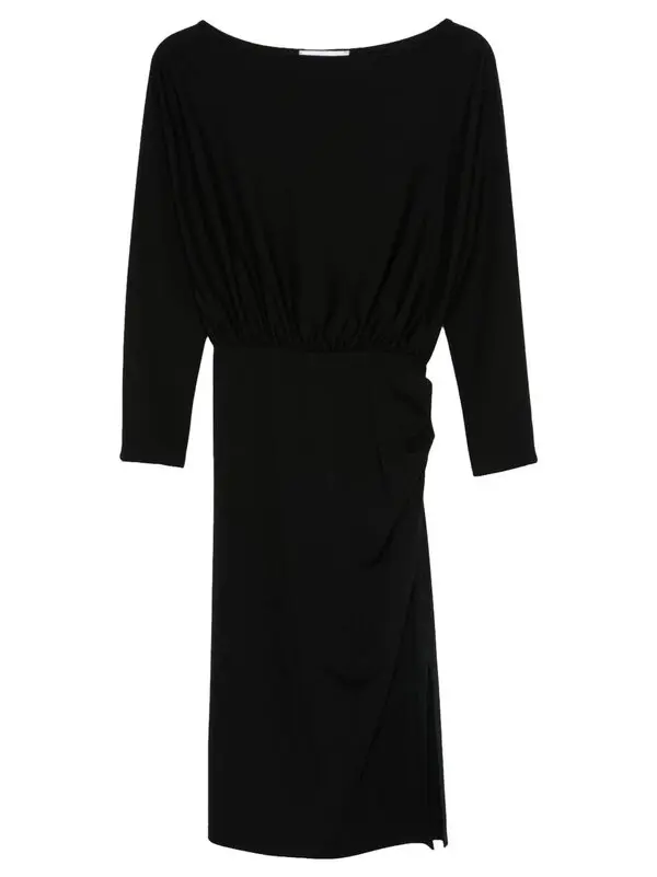 KAOS Ruched Midi Dress - Black