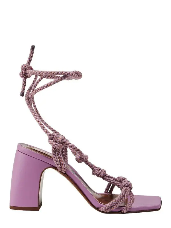 Zimmermann Knotted Leather And Cord Sandals - Purple