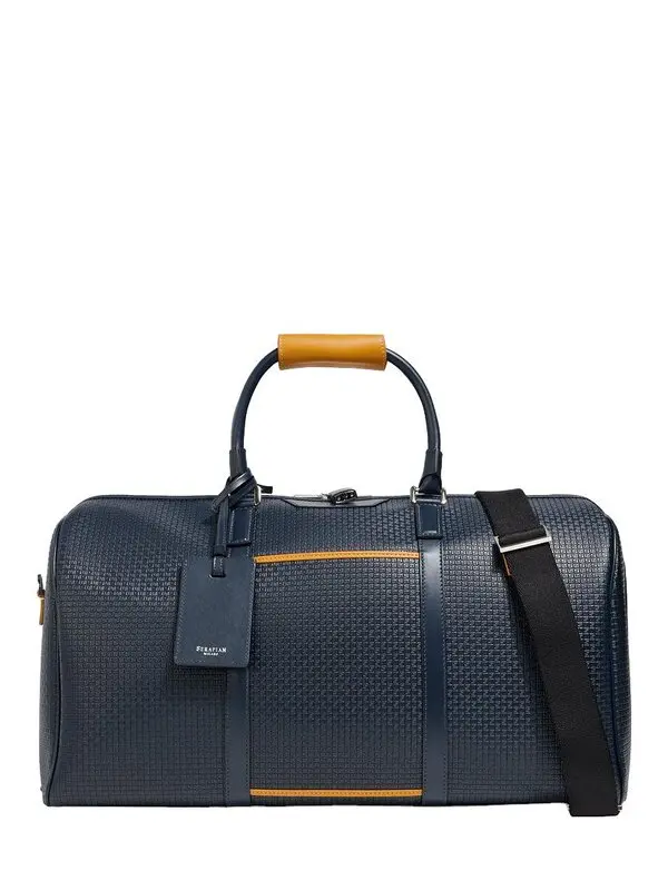SERAPIAN Embossed Coated Canvas Weekend Bag - Navy