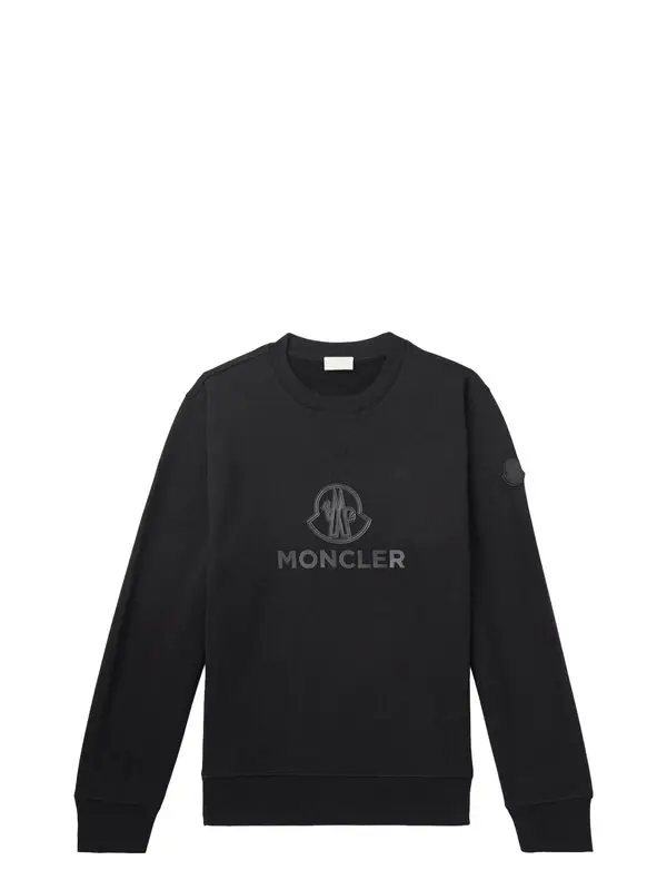 Moncler Logo-appliquéd Cotton And Cashmere-blend Sweatshirt - Black