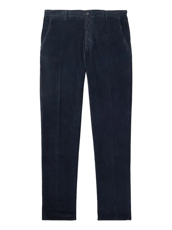 SLOWEAR Slim-fit Stretch Cotton Corduroy Trousers - Blue