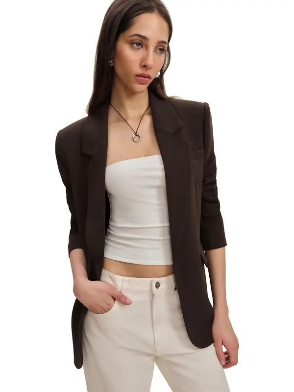 REFORMATION Parker Oversized Blazer - Brown