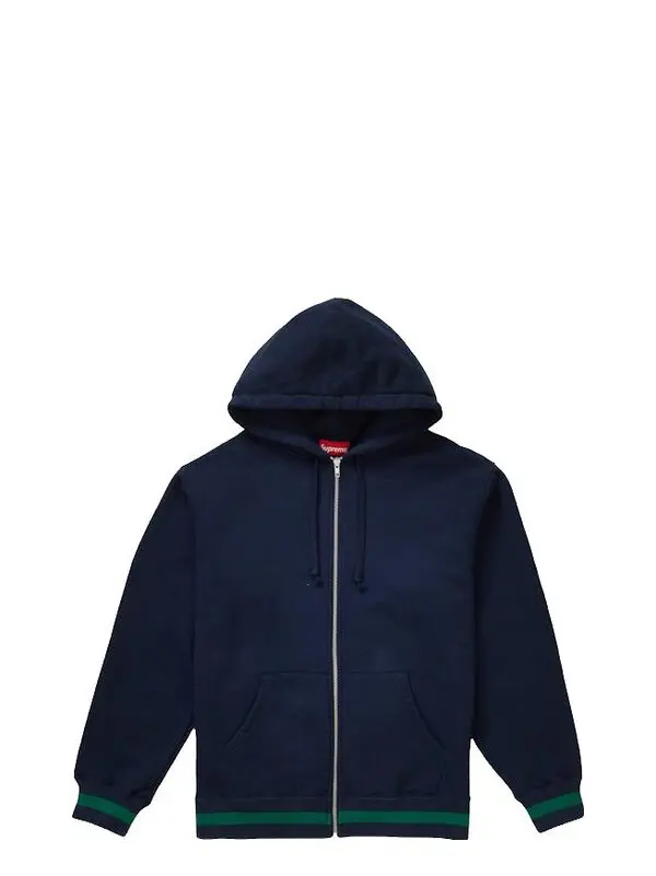 Supreme Old English Stripe Zip Up Sweatshirt - Navy Blue