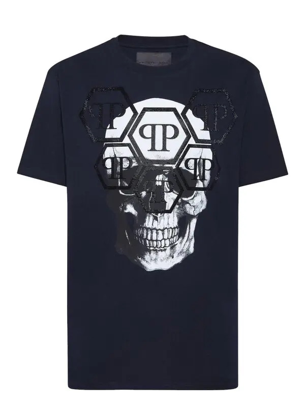 Philipp Plein Ss Stones Skull T-shirt - Blue