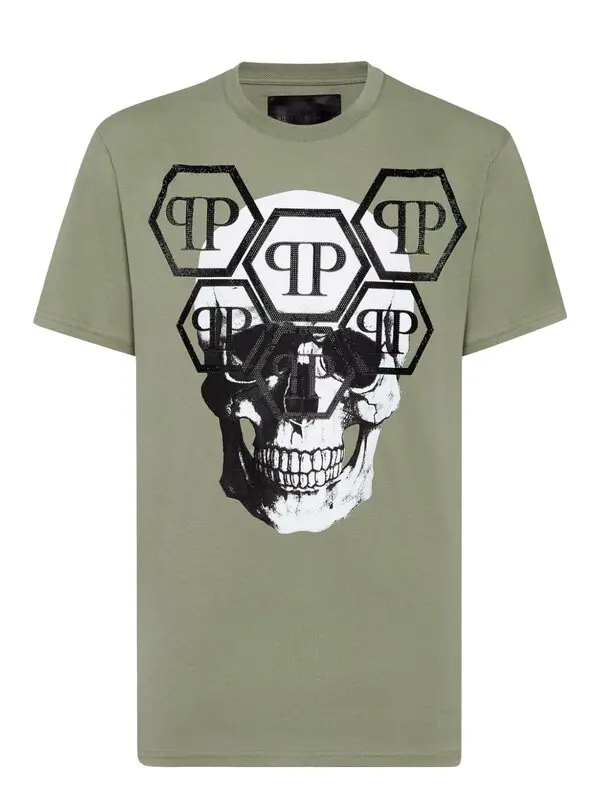 Philipp Plein Ss Stones Skull T-shirt - Green