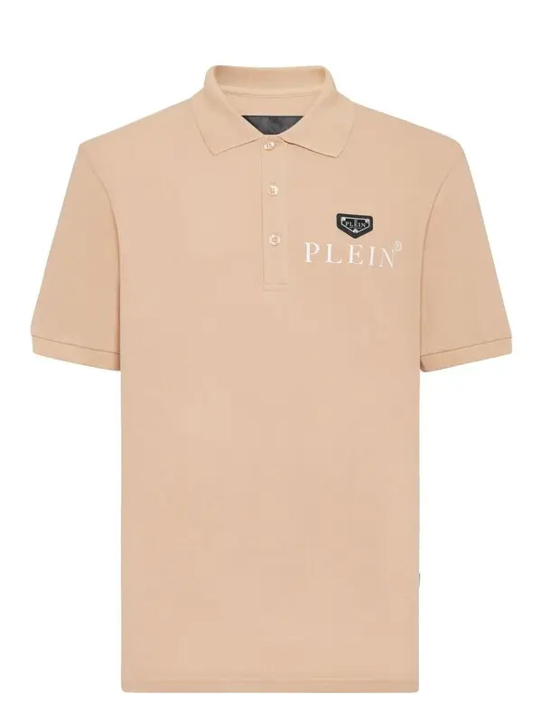 Philipp Plein Logo-print Cotton Polo Shirt - Neutrals