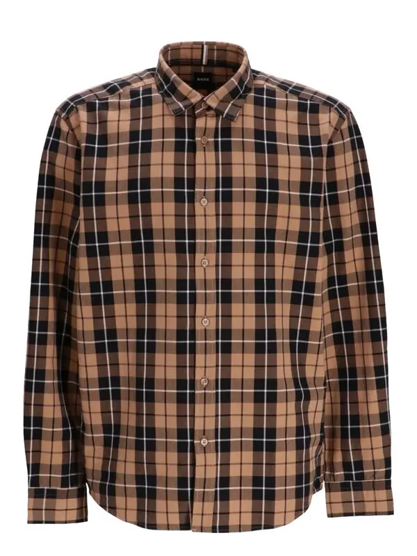 BOSS Checked Shirt - Brown