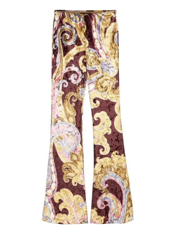 Etro Printed Velvet Trousers - Red