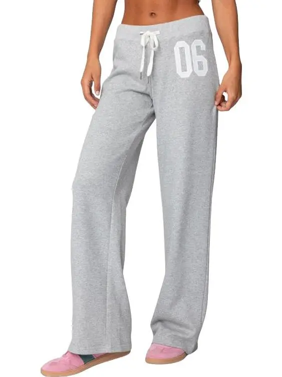 EDIKTED 06 Wide Leg Drawstring Sweatpants - Grey Melange