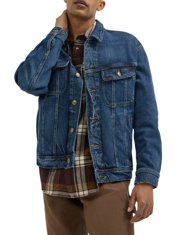 LEEM Rider Relaxed Fit Denim Trucker Jacket - Orchid Blue