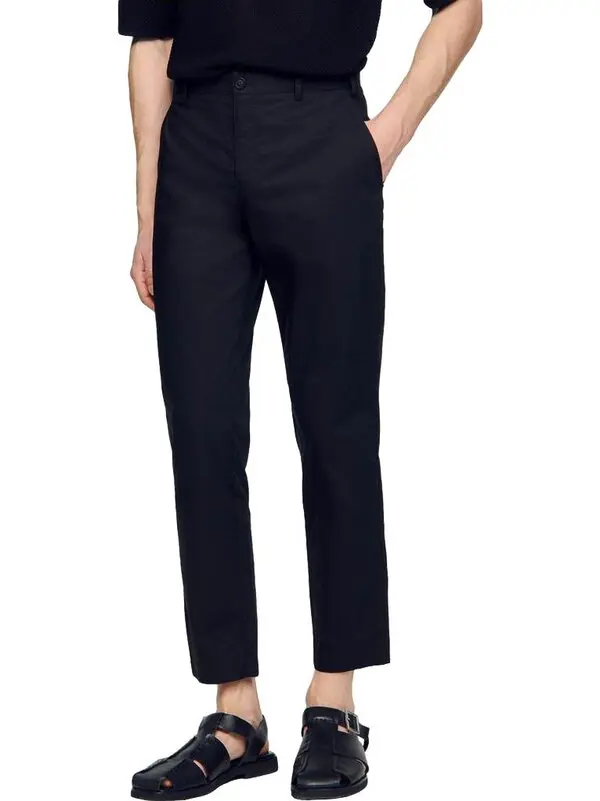 Sandro Cotton Tapered Trousers - Black