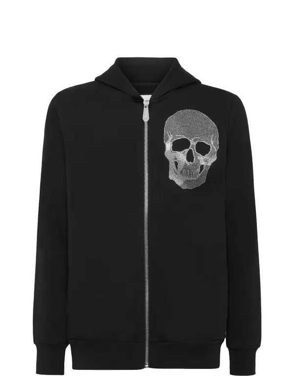 Philipp Plein Embroidered Zipped Hoodie - Black