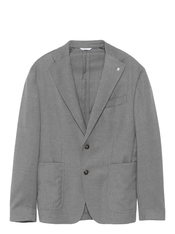 MANUEL RITZ Brooch-detail Blazer - Grey