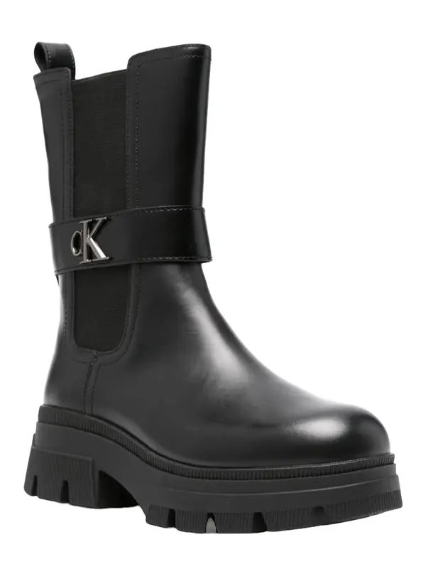 Calvin Klein Leather Chelsea Boots - Black