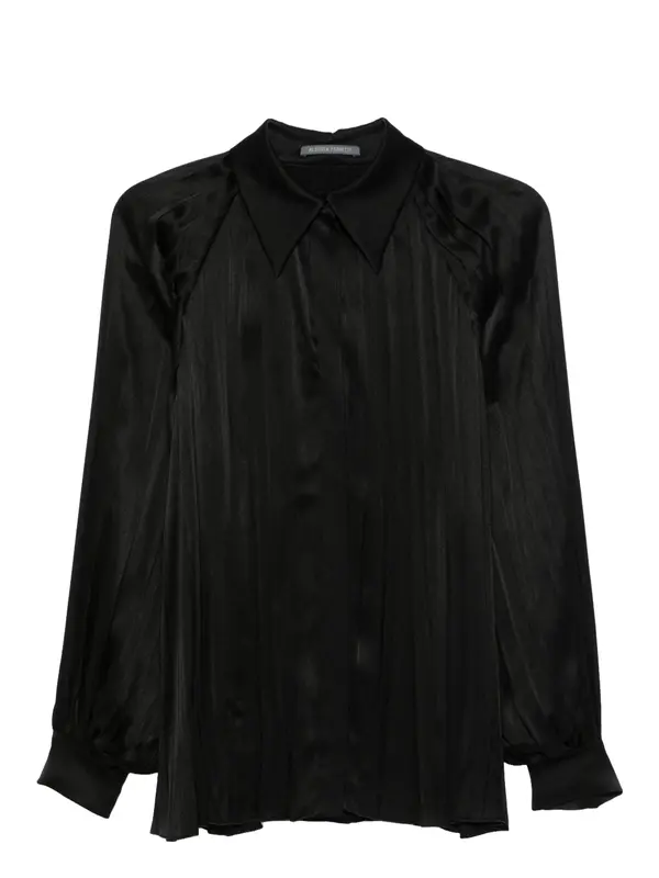 Alberta Ferretti Pleated Satin Shirt - Black