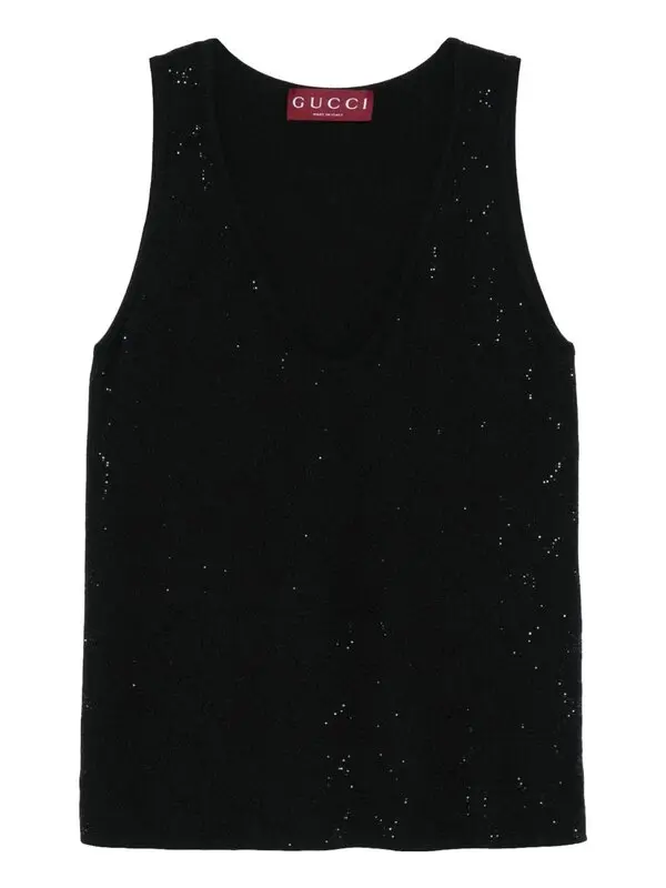 Gucci Gg Crystal-embellished Top - Black