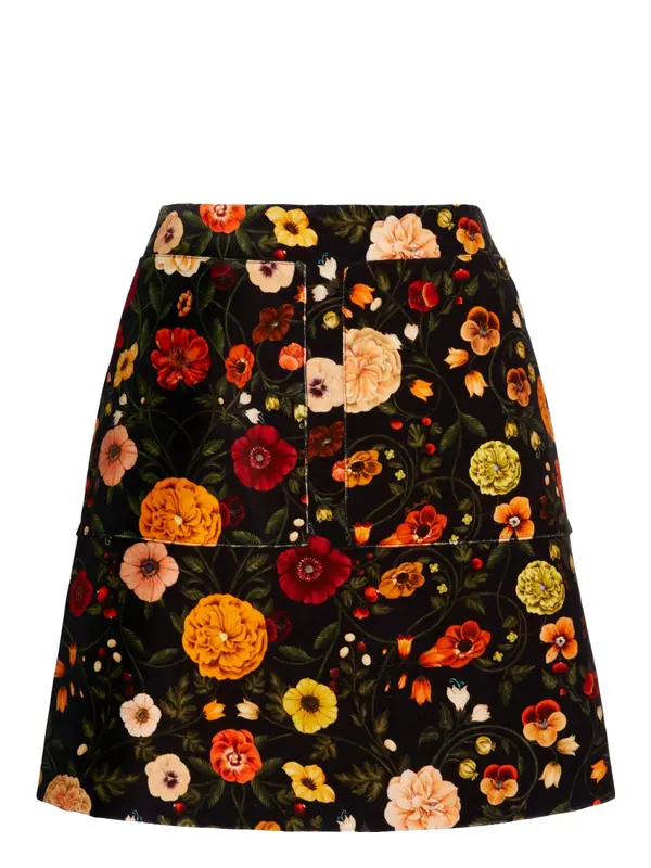 La DoubleJ Floral-print A-line Skirt - Black