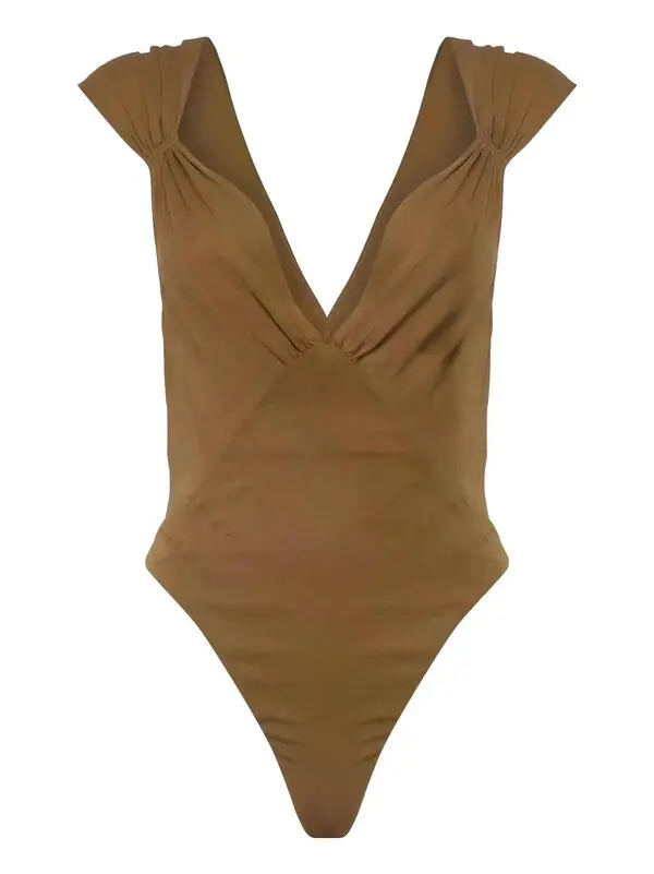 Saint Laurent Silk Blend Bodysuit - Brown