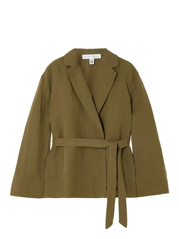 NET-A-PORTER FOR THE KING’S FOUNDATION Belted Linen And Tencel™ Lyocell-blend Jacket - Green