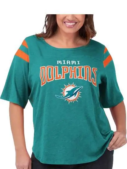G-III 4HER BY CARL BANKS Miami Dolphins Linebacker T-shirt - Aqua