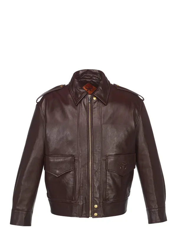 Mcm Calf Leather Jacket - Dark Brown