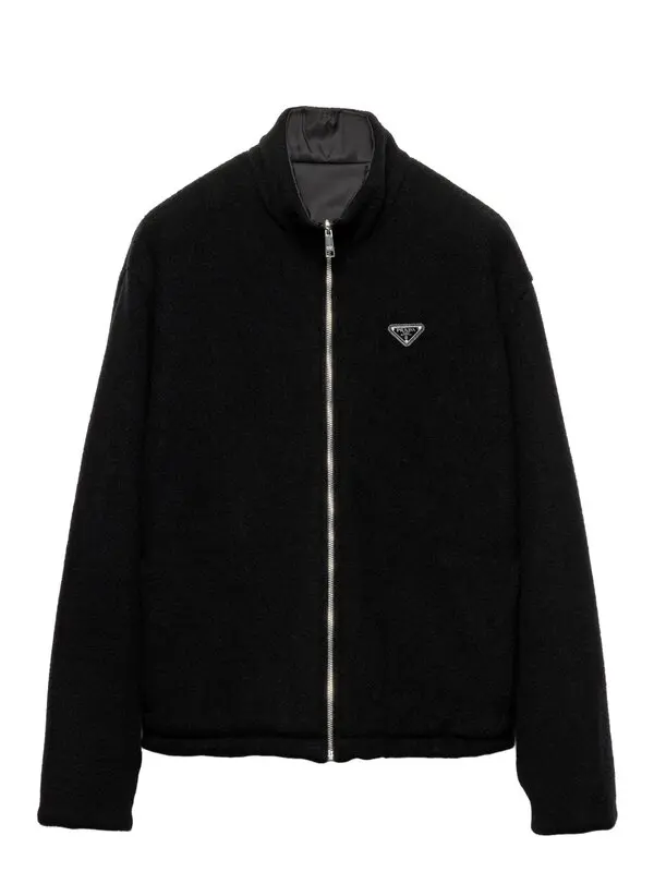 Prada Reversible Fleece And Cashmere-blend Cardigan - Black