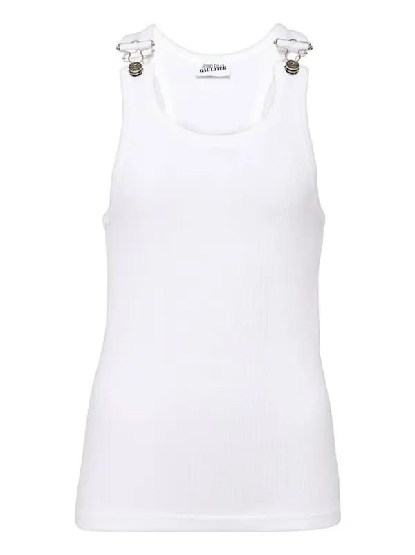JEAN PAUL GAULTIER Ribbed-knit Tank Top - White