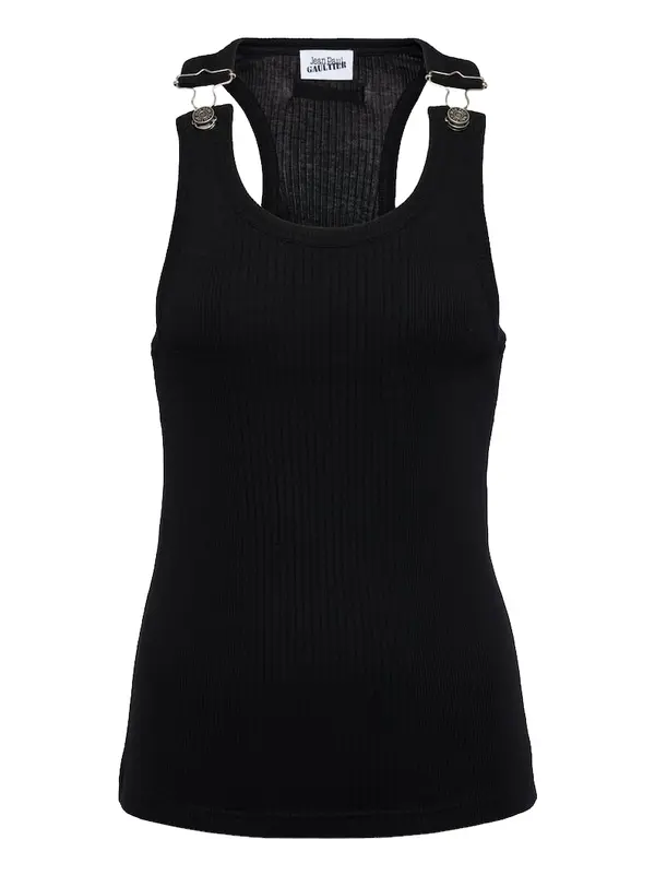 JEAN PAUL GAULTIER Ribbed-knit Tank Top - Black