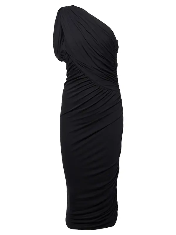 Rick Owens Amira Draped Midi Dress - Black