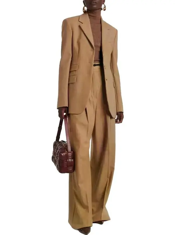Sportmax Kiens12 Wide-leg Wool-blend Pants - Beige