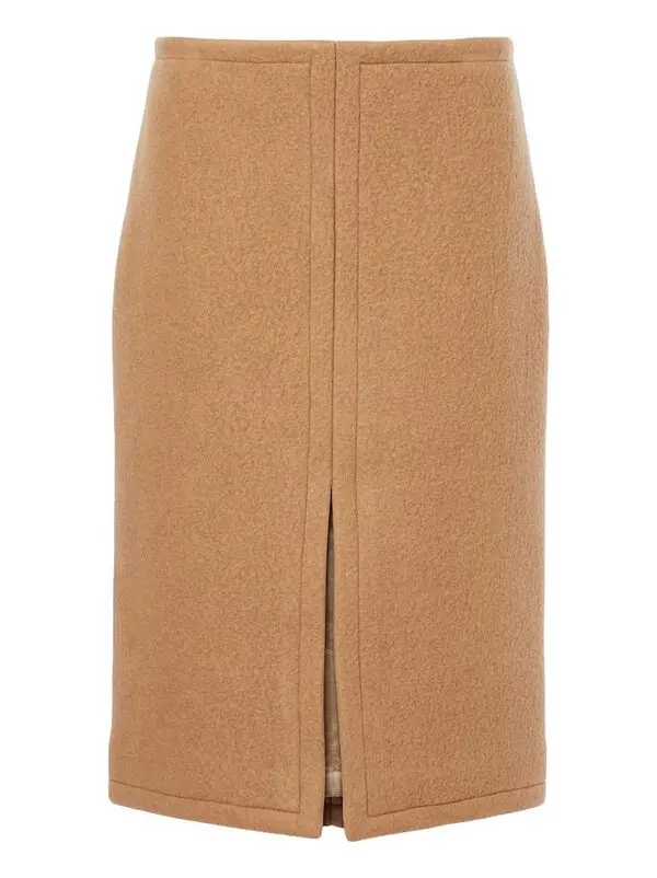 Dries Van Noten Wool Midi Skirt - Beige