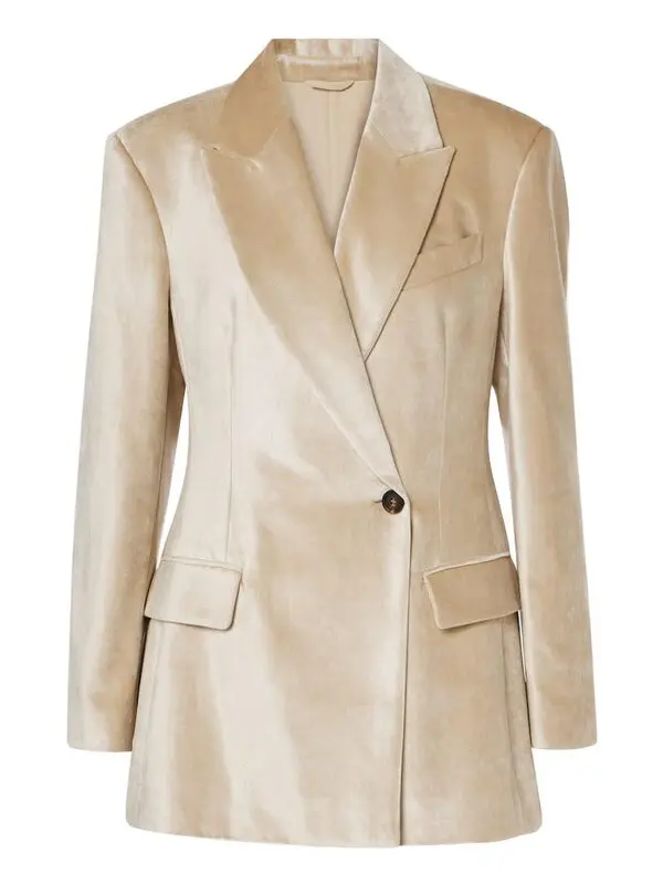 Brunello Cucinelli Cotton-blend Velvet Blazer - Beige