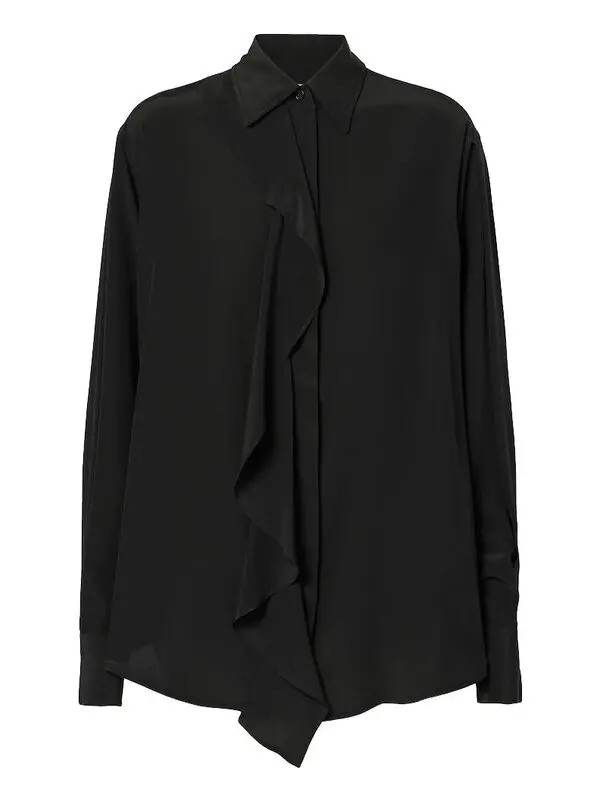 Victoria Beckham Ruffled Silk Blouse - Black