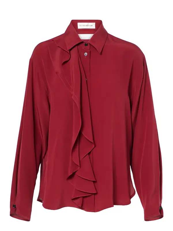 Victoria Beckham Ruffled Silk Blouse - Red