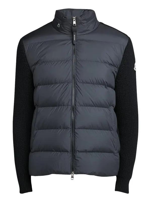 Moncler Wool Knit Padded Jacket - Black