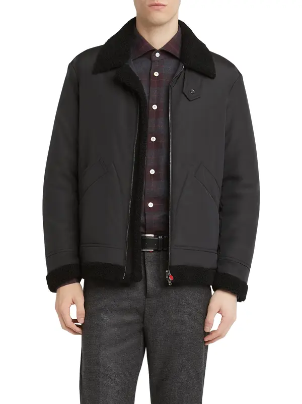 Kiton Shearling-trim Bomber Jacket - Blk