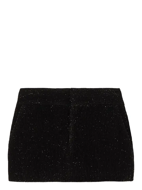 PETAR PETROV Metallic Ribbed Corduroy Mini Skirt - Black