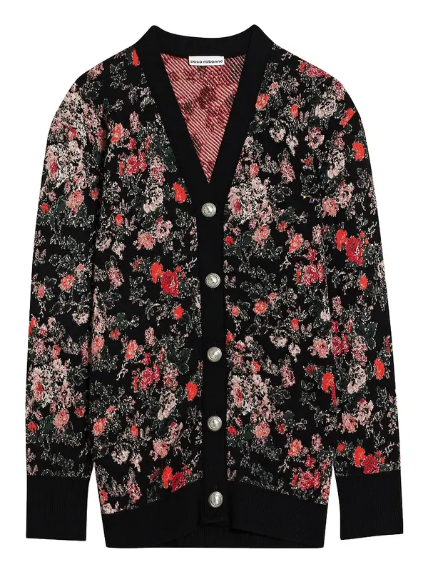 Rabanne Jacquard-knit Wool Cardigan - Black