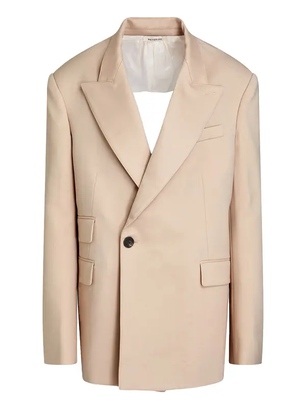 PETER DO Double-breasted Twill Blazer With Cutout - Beige