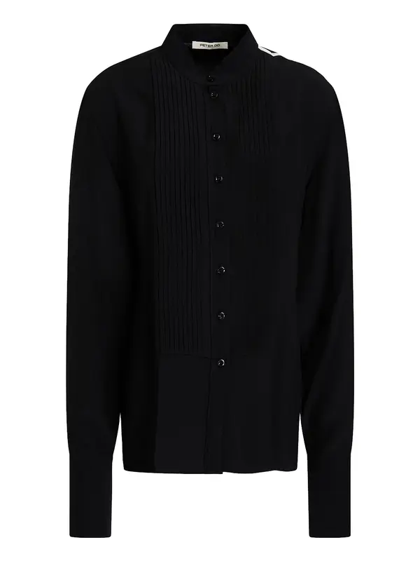 PETER DO Pintucked Silk Crepe De Chine Shirt - Black