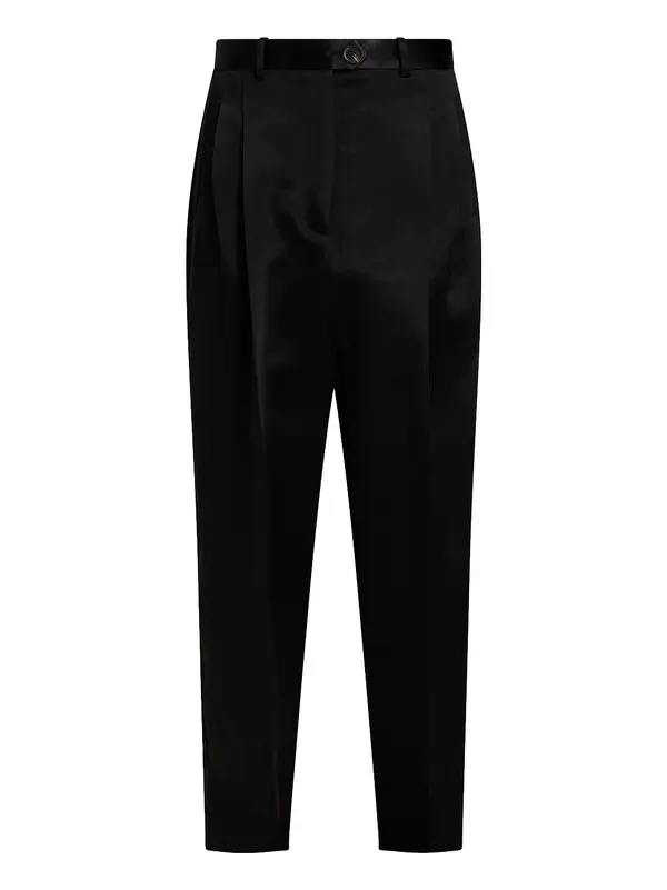 PETER DO Pleated Satin-twill Tapered Pants - Black