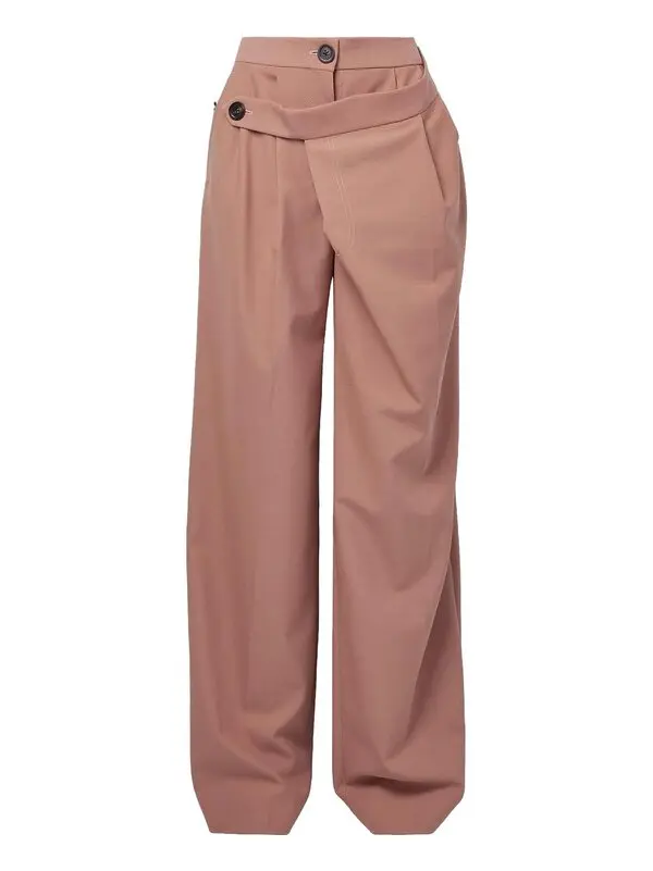 PETER DO Layered Asymmetric Pleated Twill Pants - Antique Rose